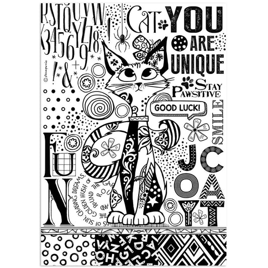 PRE-ORDER Stamperia FURRY FRIENDS - CAT ONE COLOR PRINT Decoupage Rice