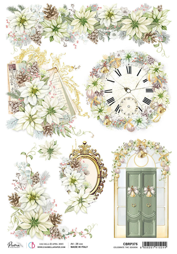 Ciao Bella Sparkling Christmas CELEBRATE THE SEASON Decoupage Rice Pap